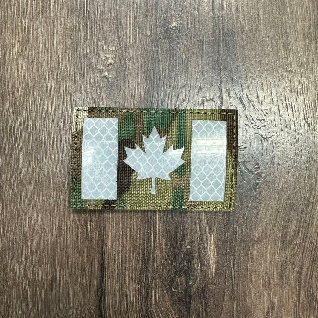Laser Cut Canadian Flag IR Reflective Velcro Patch - Multicam