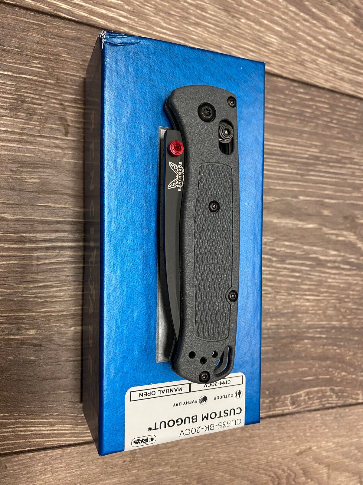 Benchmade Custom 535 Bugout Folding Knife – 20CV Steel Red Ha