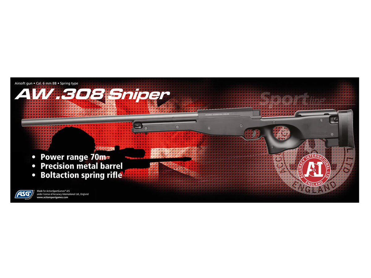 ASG AW .308 L96 Spring Bolt Action Airsoft Sniper Rifle – Bla