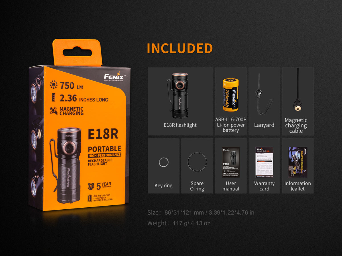 Fenix E18R Rechargeable LED Flashlight - 750 Lumens